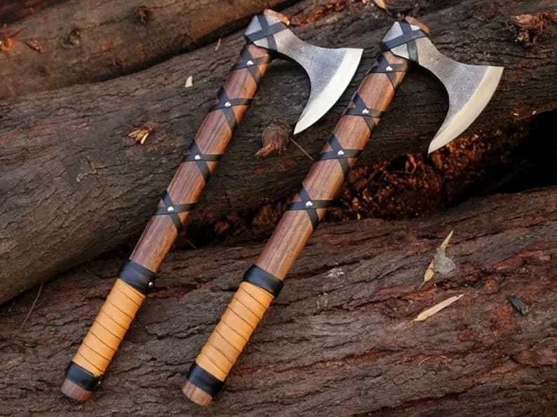 Hand Forged Ragnar Viking Axe, Carbon Steel Camping Axe - Etsy