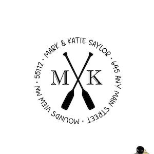 Canoe Paddle Monogram Rubber Stamp or Self Inking Stamp, Housewarming ...