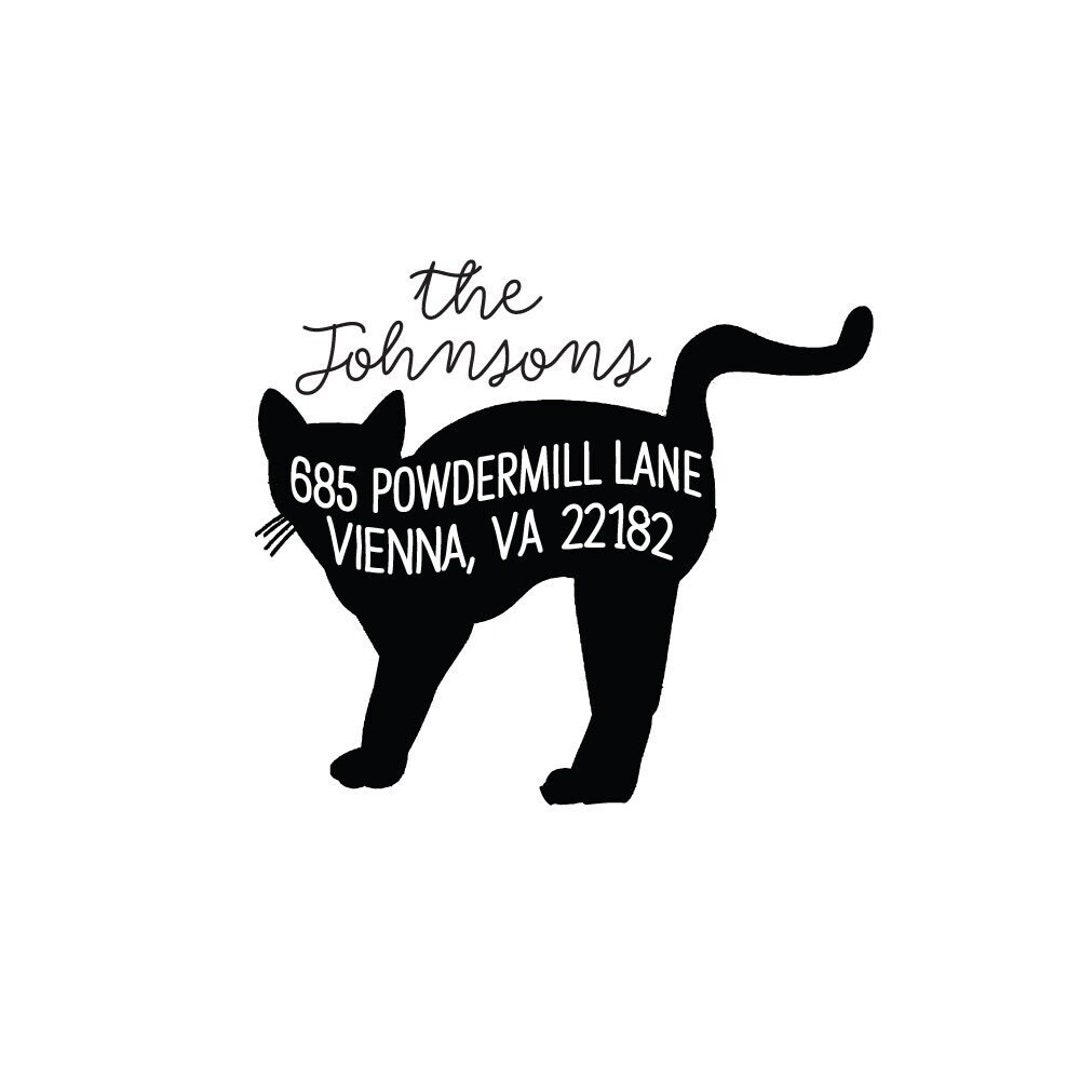 Black Cat Stamp Address Rubber or Self Inking Stamping | Personalized ...