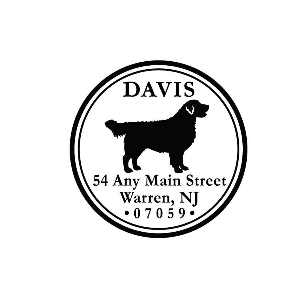 Golden Retriever Breed Circle | Dog Address Rubber Stamp or Self Inking ...