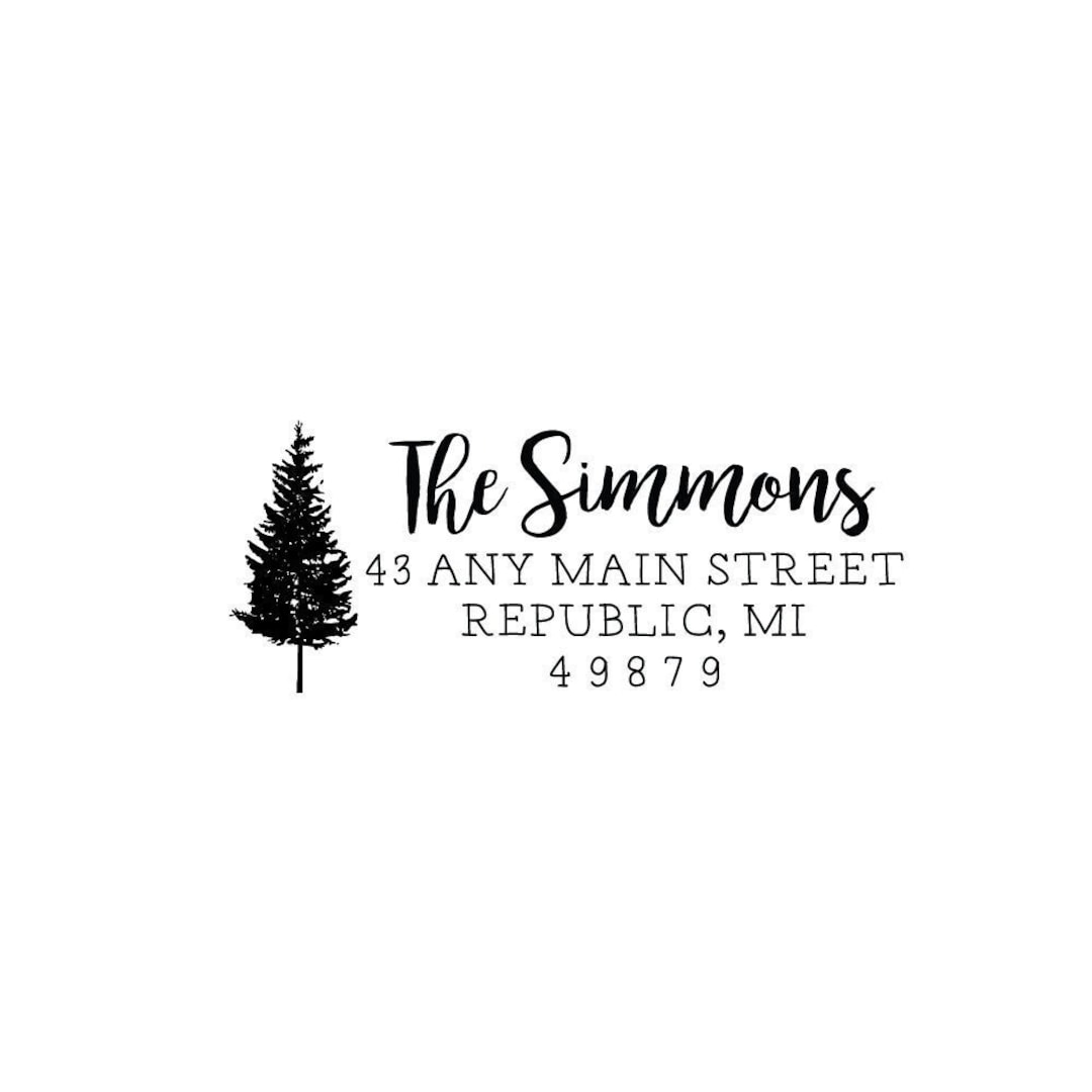 Forest Tree Stamp, Address Wood Rubber Stamp or Self Inking Stamper ...