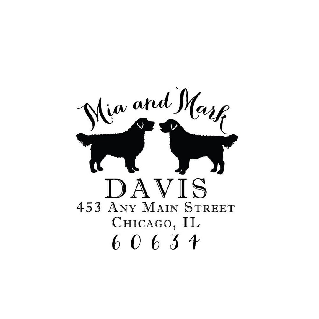 Two Golden Retriever Stamp / Dogs Address Rubber Stamp or Self Inking ...