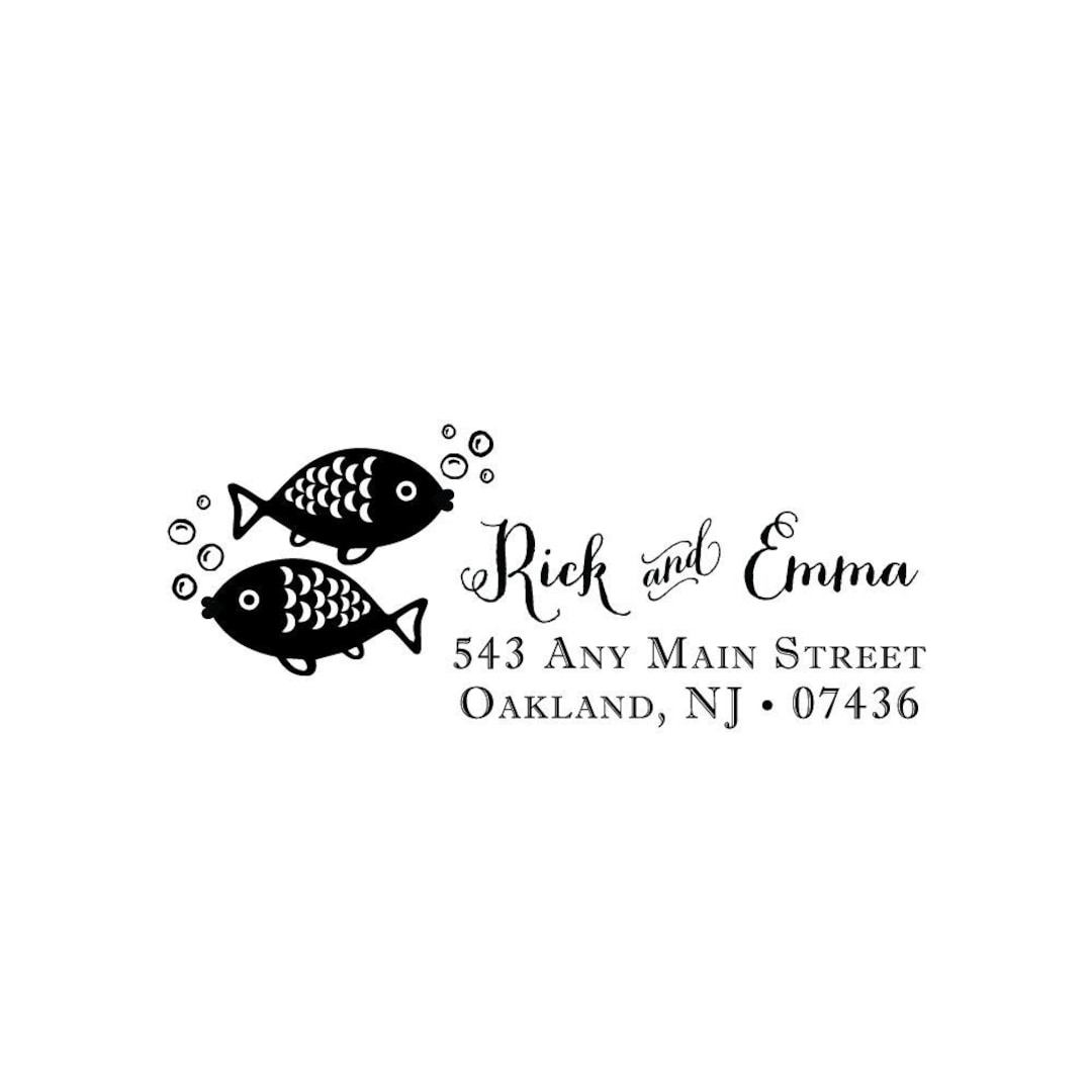 Fish Stamp, Return Address Rubber Stamp or Self Inking Stamp, Nautical ...