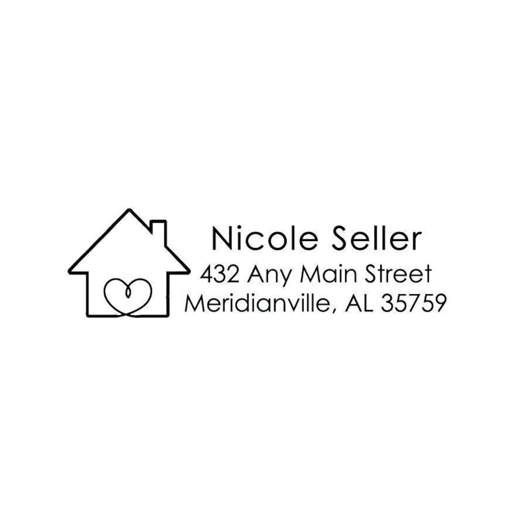 House Home Real Estate Stamp | Heart Address Rubber Stamp or Self ...