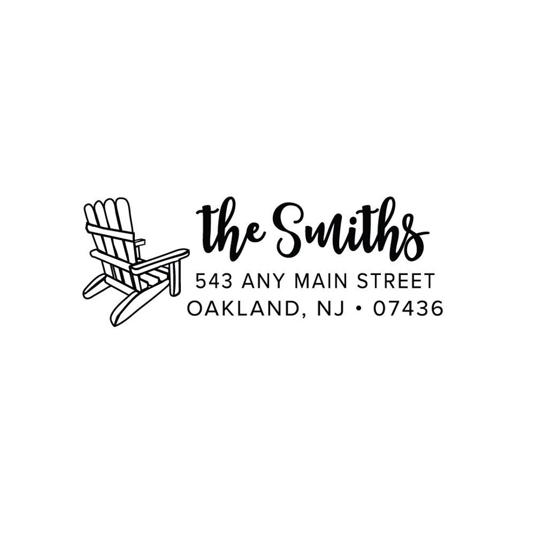Adirondack Beach Chair Address Rubber Stamp or Self Inking Stamp ...