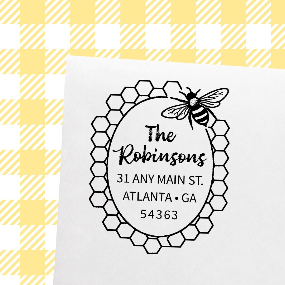 Bee Hive Address Stamp, Personalized Honeycomb Return Address Stamp ...