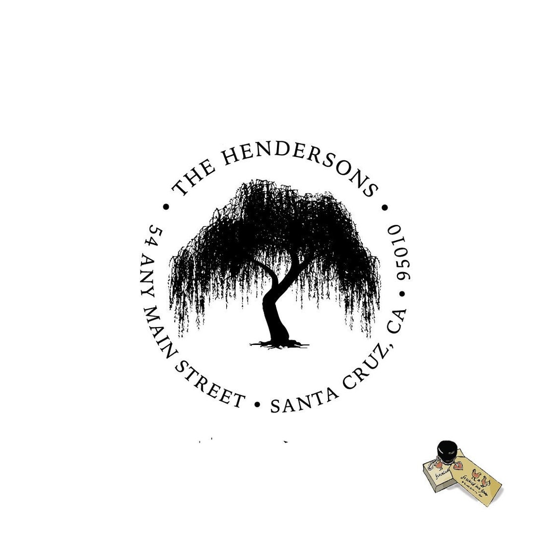 Weeping Oak Tree Stamp, Address Rubber or Self Inking Stamp ...