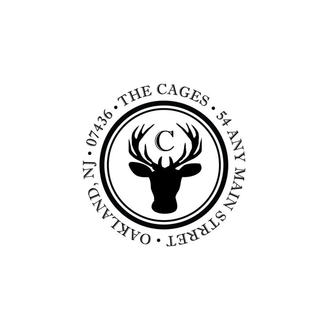Deer Head Round Return Address Rubber Stamp or Self Inking Stamp ...