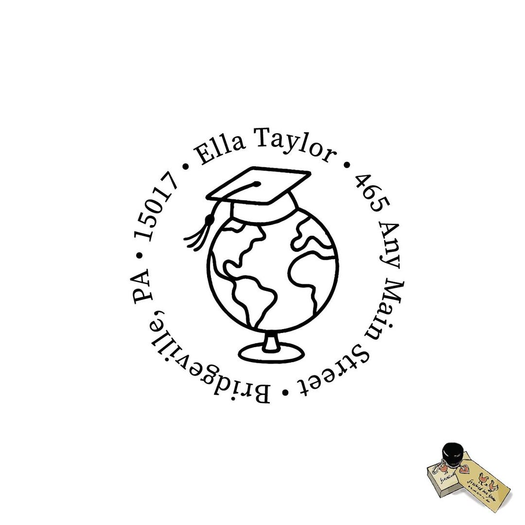 Graduation Cap Stamp, Return Address Rubber Stamp or Self Inking, Party ...