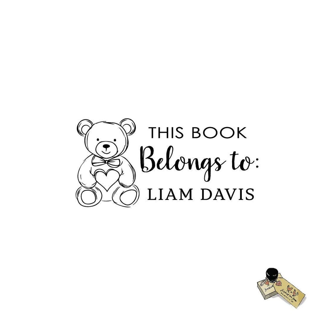 Teddy Bear Stamp, Bookplate Library Rubber Stamp or Self Inking Stamp ...