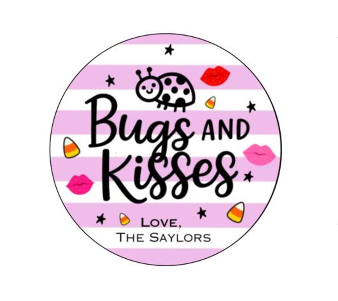 Printable Halloween Favor Tags – Bugs and Kisses Circle Stickers – Cute ...