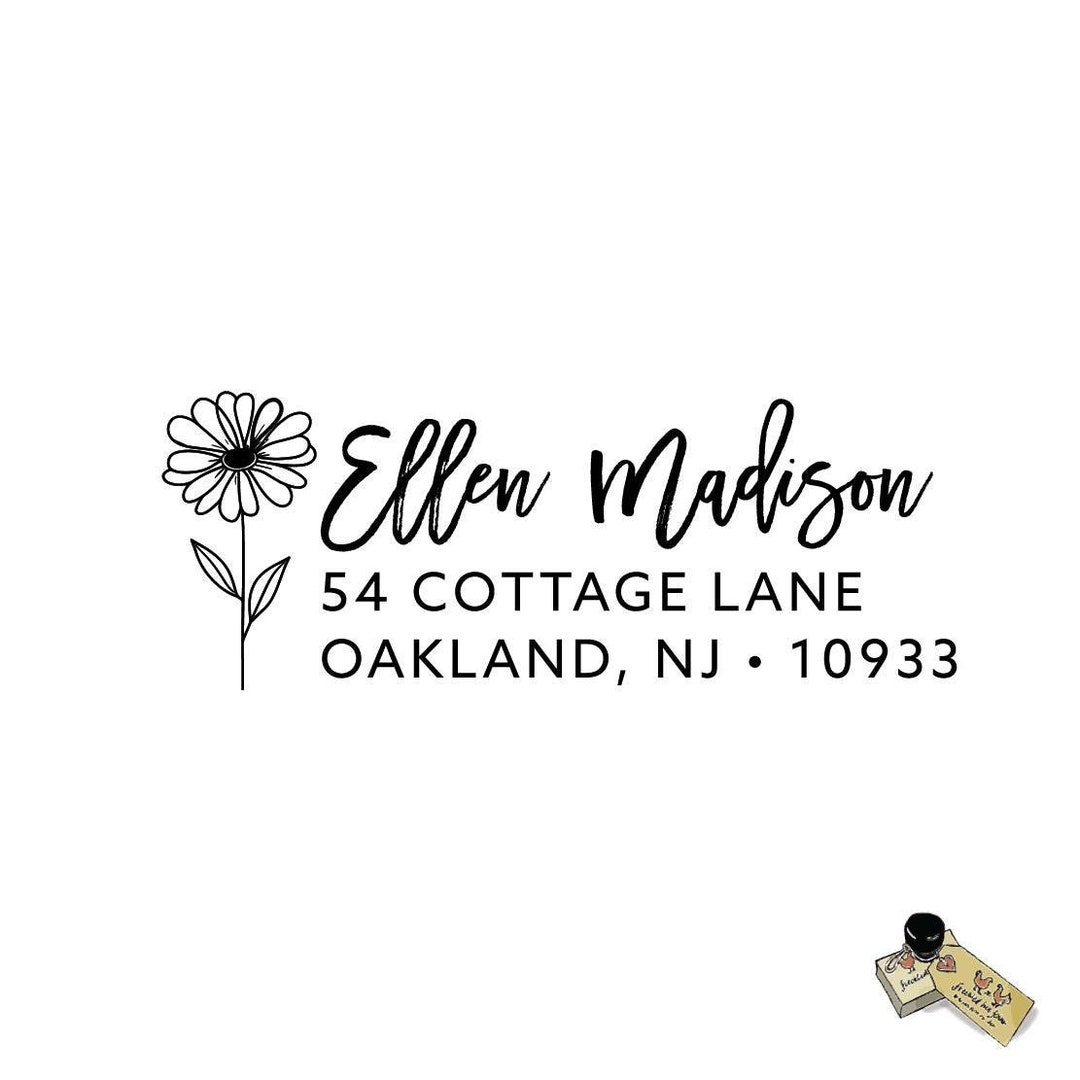 Daisy Flower Stamp, Return Address Rubber or Self Inking Stamp - Custom ...
