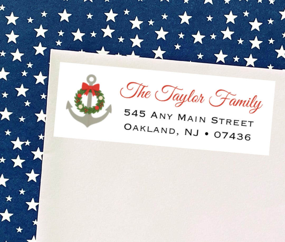 Coastal Christmas Anchor Return Address Labels • Nautical Holiday ...