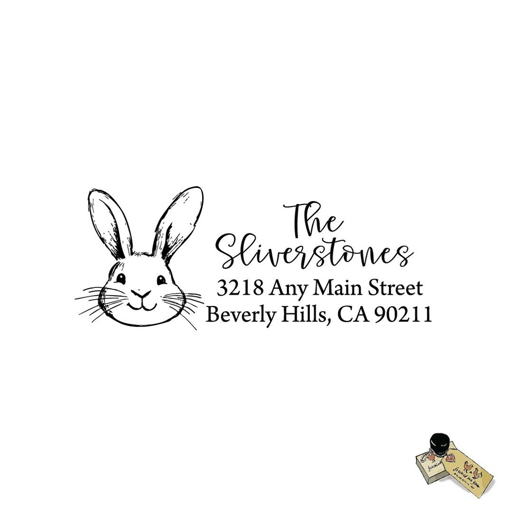 Bunny Rabbit Stamp, Address Rubber Stamp or Self Inking Stamp ...