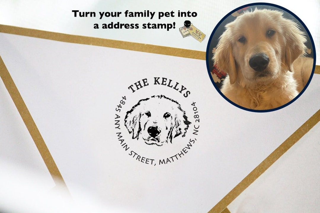 Pet Dog Cat Photo Portrait Stamp Face Address Custom Rubber Stamp or ...