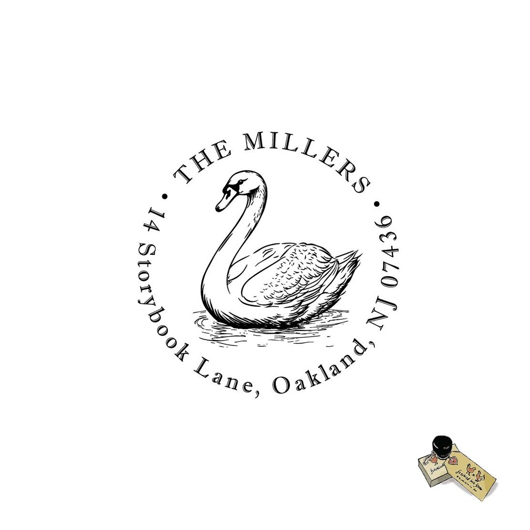 Custom Swan Address Stamp - Personalized Rubber or Self-inking Stamp ...