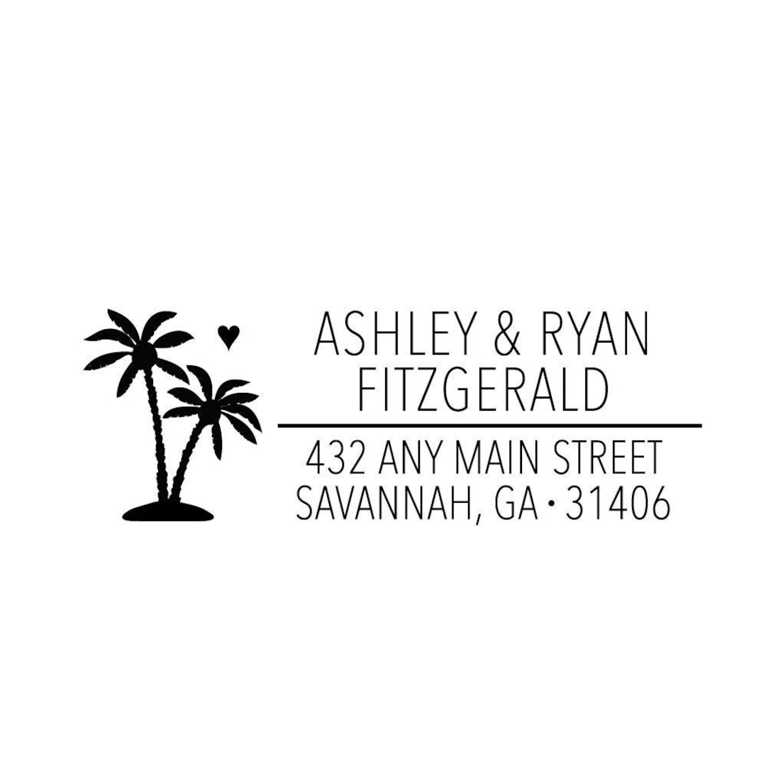 Two Palm Tree Tropical Return Address Rubber Stamp or Self Inking Stamp ...