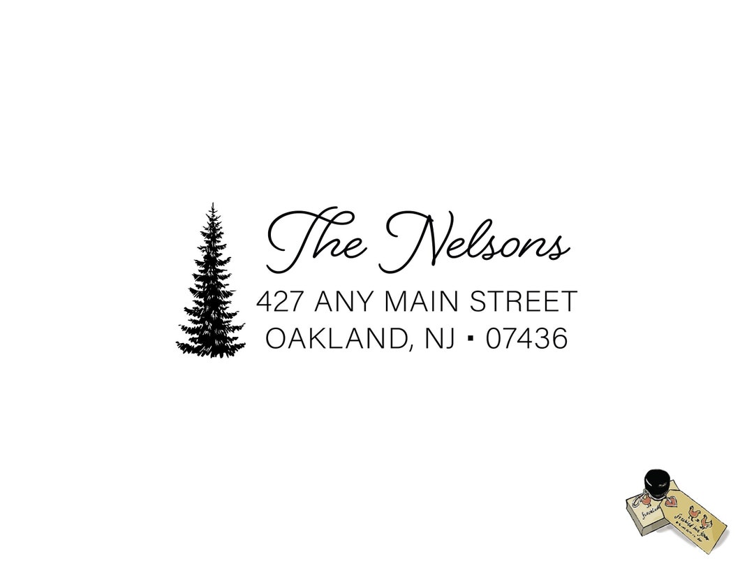 Evergreen Tree Address Stamp: Custom Rubber or Self Inking Stamp - Etsy