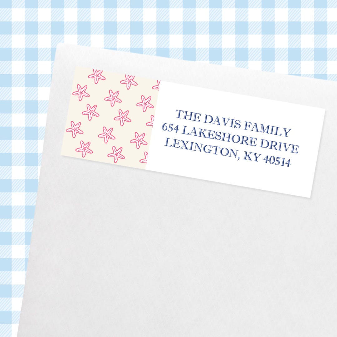 Starfish Pattern Labels, Custom Personalized Sticker Envelope Labels ...