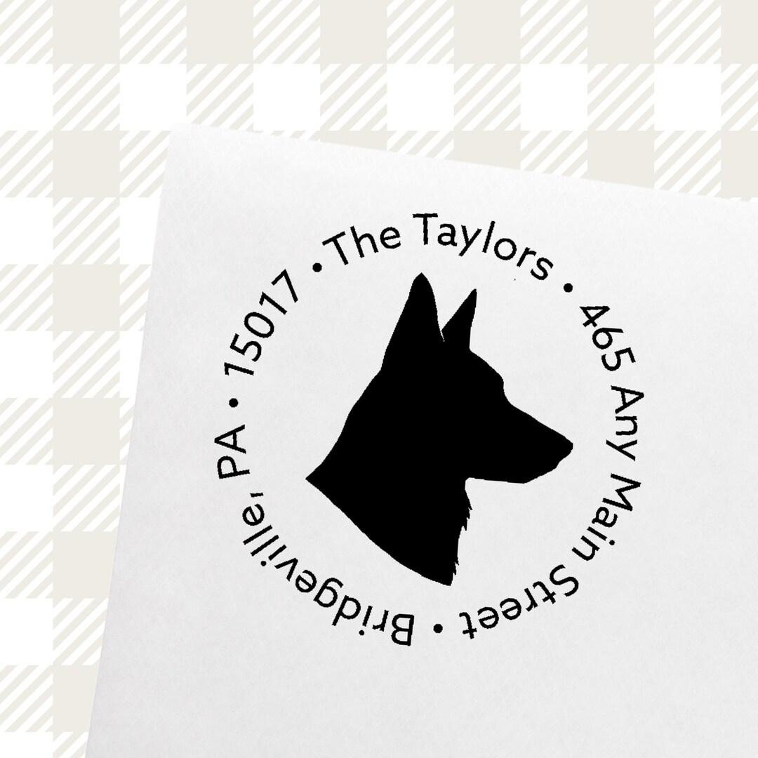 German Shepherd Dog Address Stamp: Personalized Rubber Stamp - Etsy