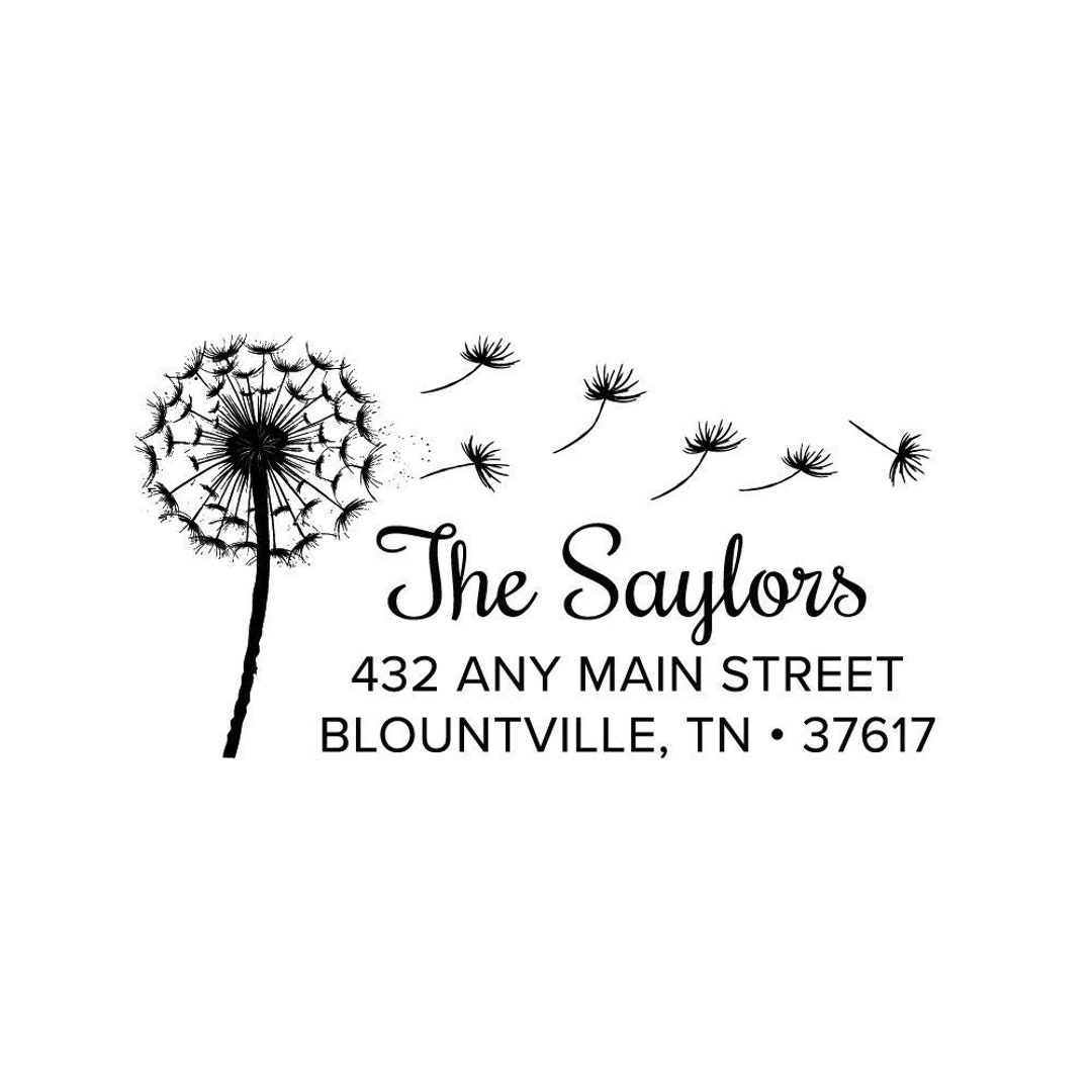 Dandelion Wishes Address Rubber Stamp or Self Inking Stamp Housewarming ...