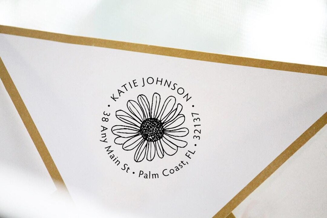 Daisy Flower Address Stamp: Custom Floral Rubber or Self-inking - Etsy