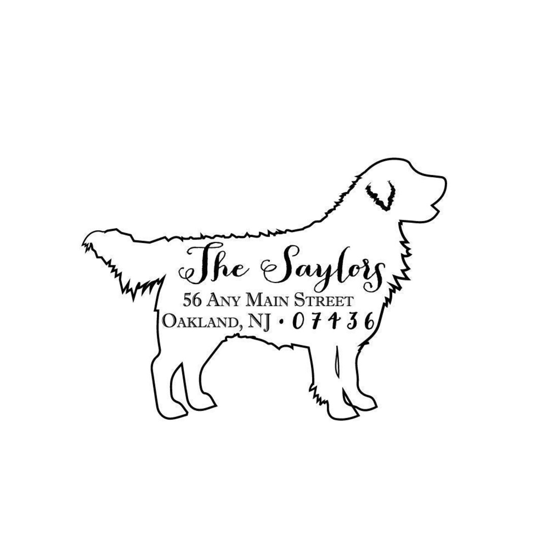 Golden Retriever Stamp, Dog Breed Return Address Rubber Stamp or Self ...