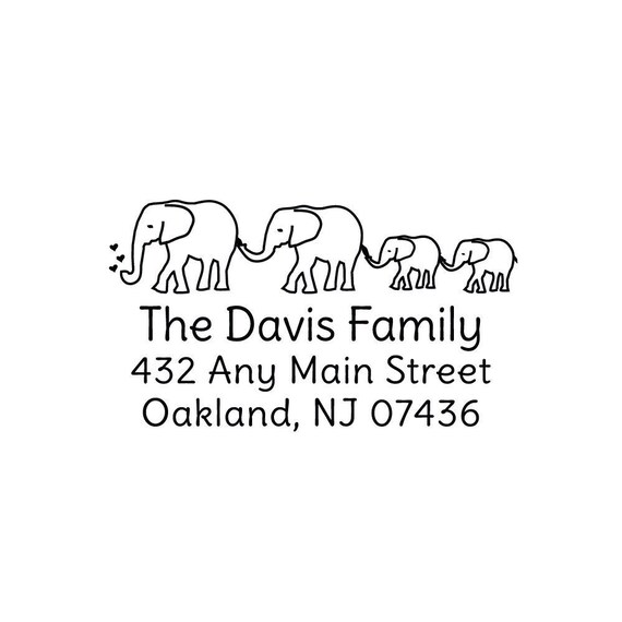 Elephant Family Address Rubber Stamp or Self Inking Stamp - Etsy