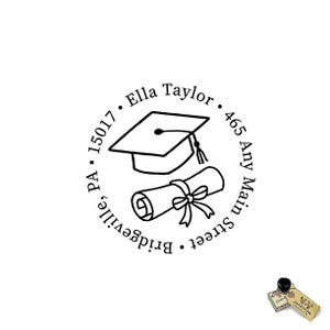 Graduation Cap and Scroll Stamp, Return Address Rubber Stamp or Self ...