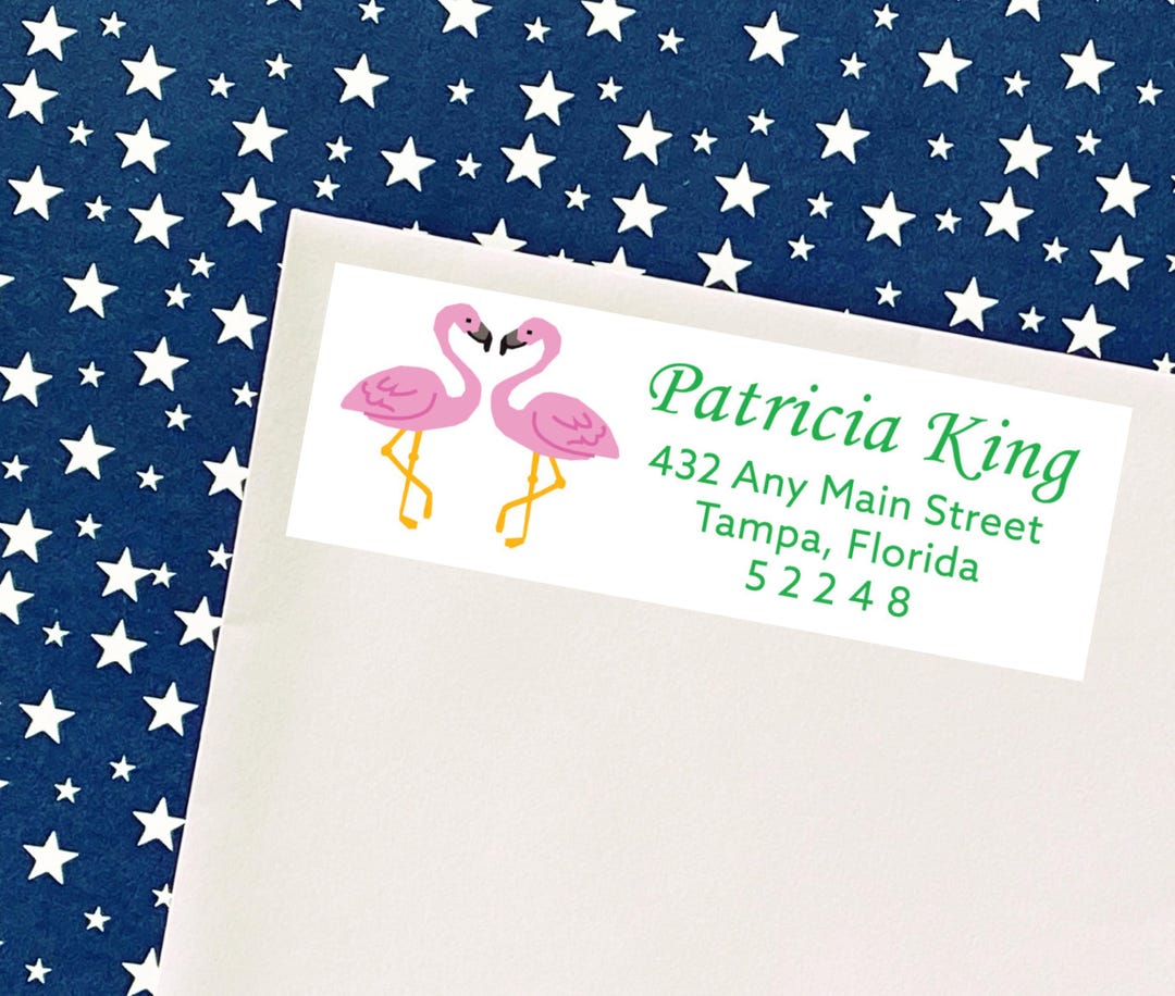 Flamingo Address Labels, Tropical Custom Personalized Sticker Envelope ...