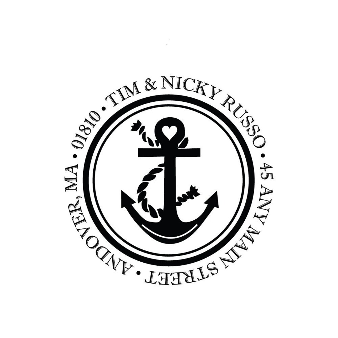 Anchor Rope Knot Stamp | Circle Return Address Rubber Stamp or Self ...