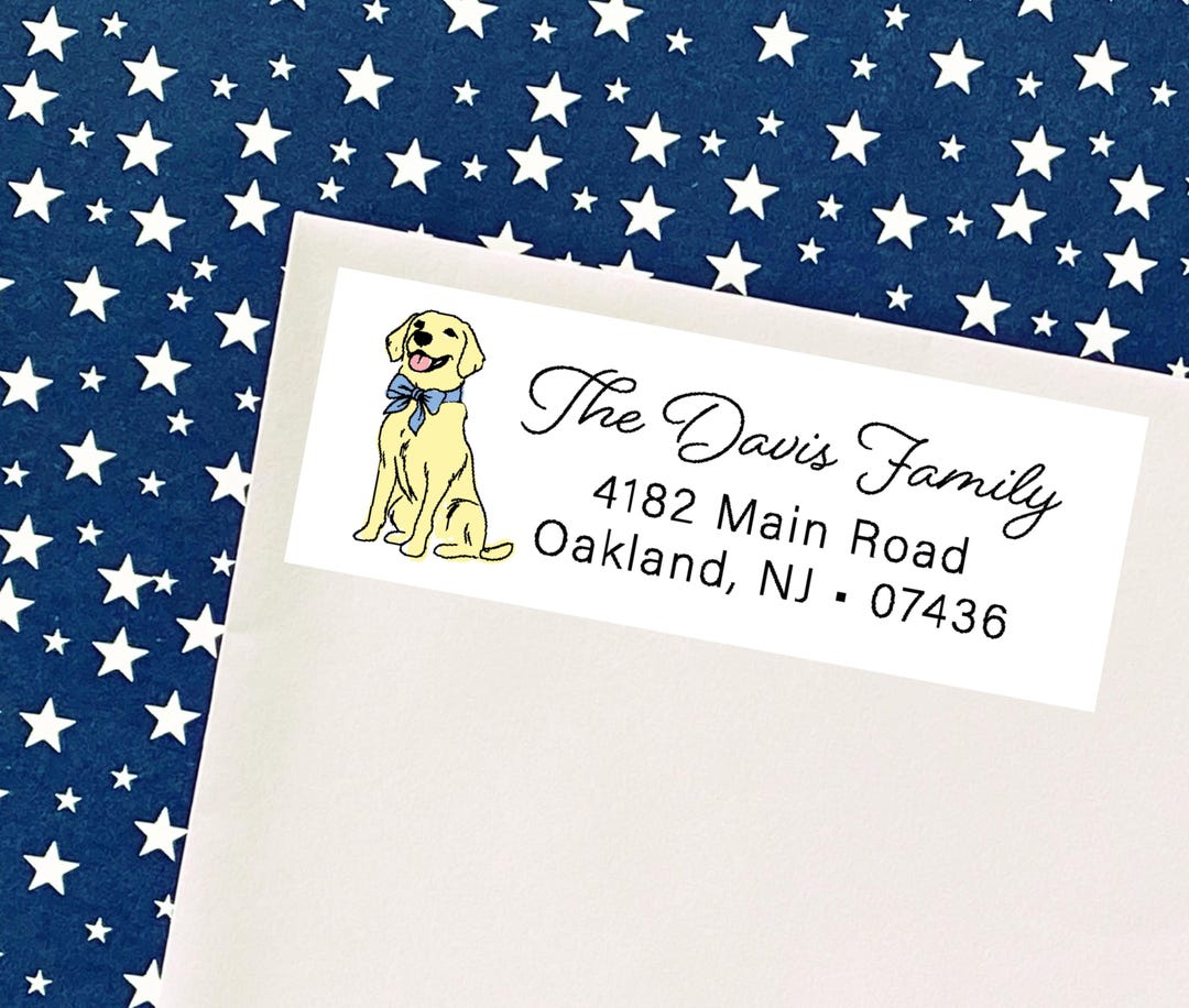 Golden Retriever Bow Address Labels - Personalized Stickers - Etsy