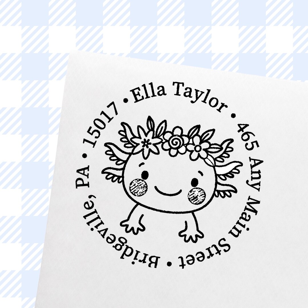 Custom Axolotl Address Stamp: Personalized Stationery Gift - Etsy
