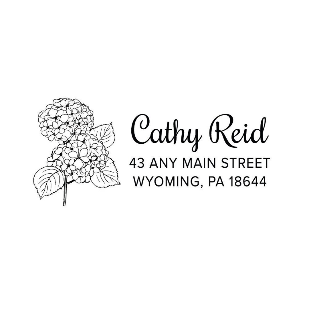Hydrangea Plant Flower Stamp | Return Address Rubber or Self Inking ...
