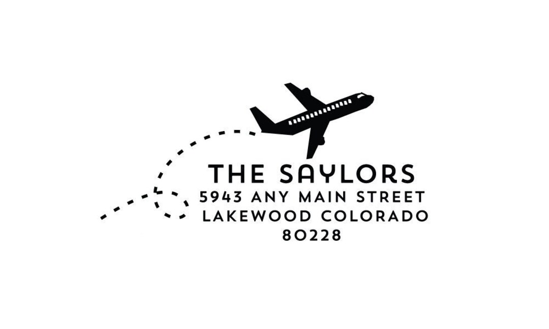 Airplane Flying Stamp, Address Rubber Stamp or Self Inking Stamp ...