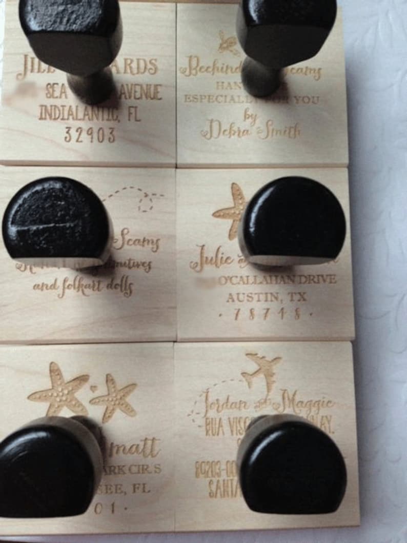 Script Border Address Rubber Stamp or Self Inking Stamp - Etsy