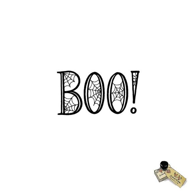BOO Halloween Word Stamp – Spider Web BOO! Stamp, Rubber Stamp or Self ...