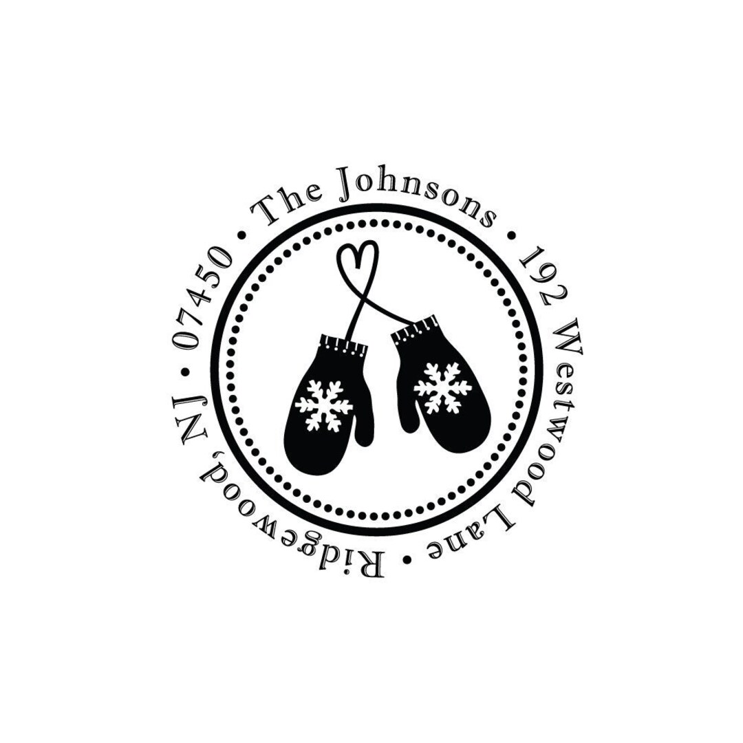 Snowflake Mittens Address Rubber Stamp or Self Inking Stamp - Holiday ...