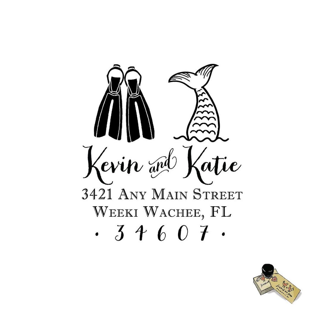 Scuba F Ins Mermaid Tail Address Stamp Nautical Beach Personalized ...