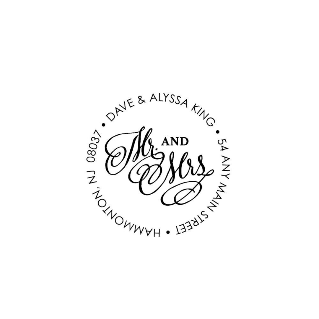 Mr. and Mrs. Stamp Return Address / Rubber or Self Inking Stamp ...