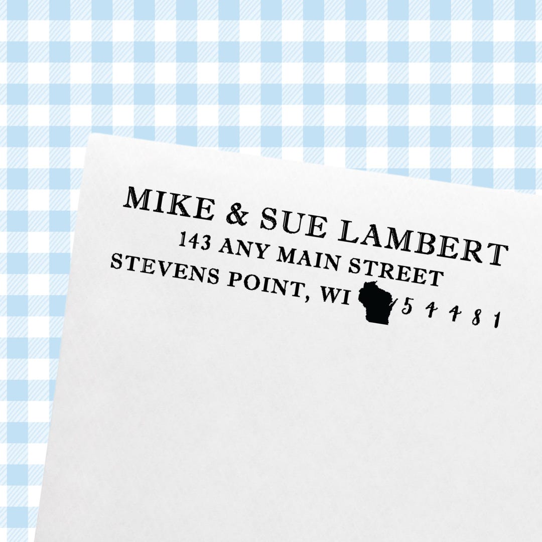Wisconsin Address Stamp, Rubber Stamp or Self Inking Stamp Housewarming ...