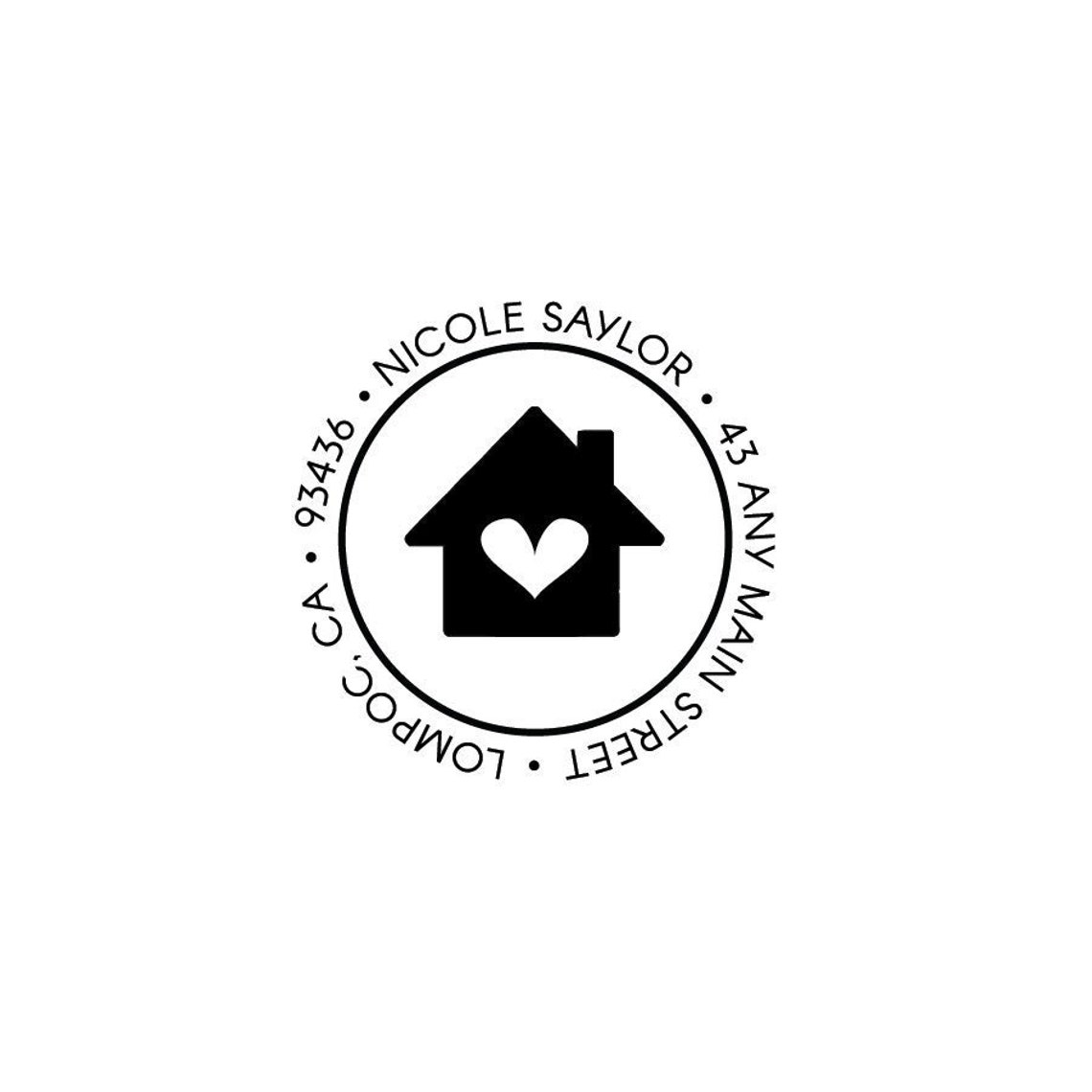House Real Estate Heart Address Rubber Stamp or Self Inking Stamp ...