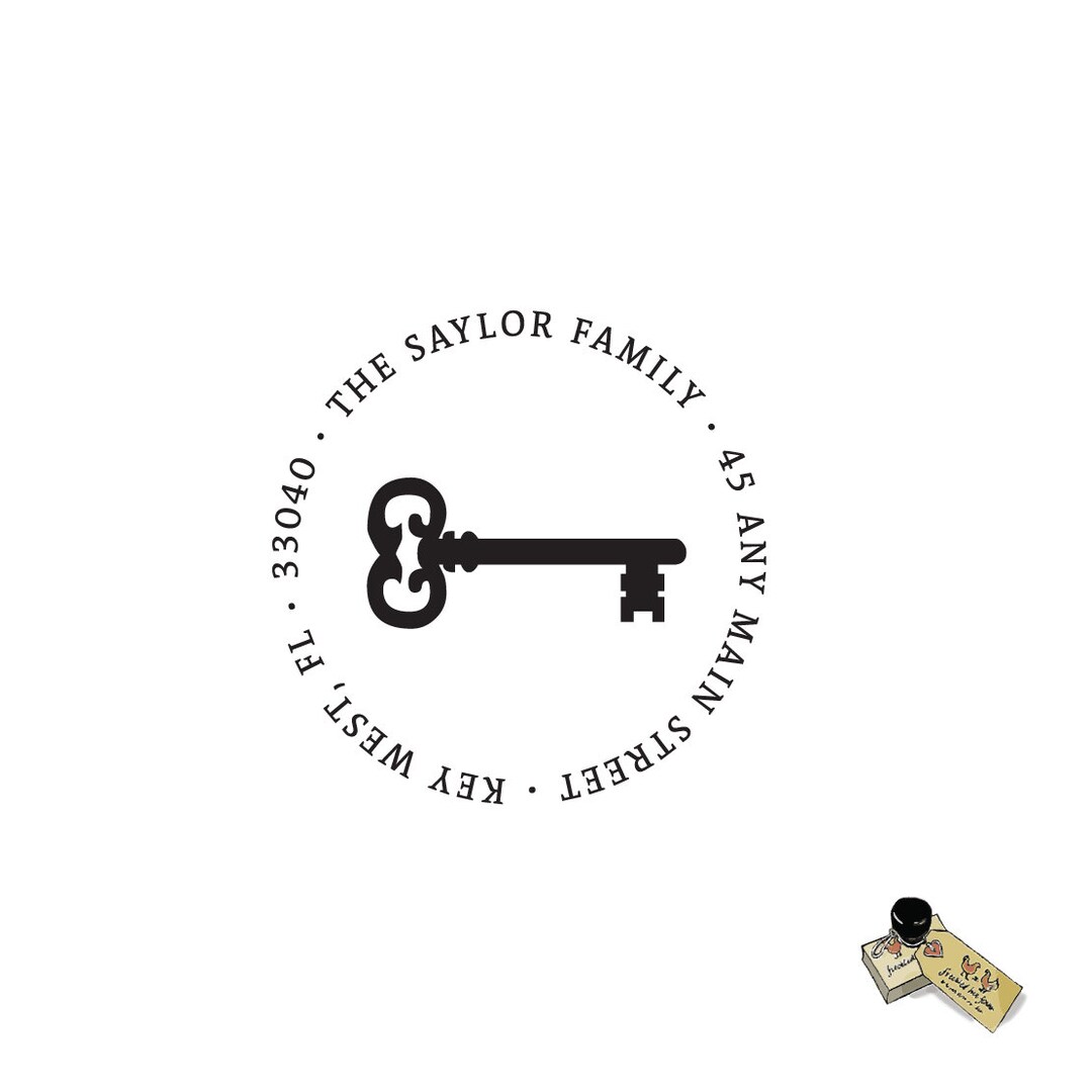 Key Address Rubber Stamp or Self Inking Stamp Housewarming Wedding ...