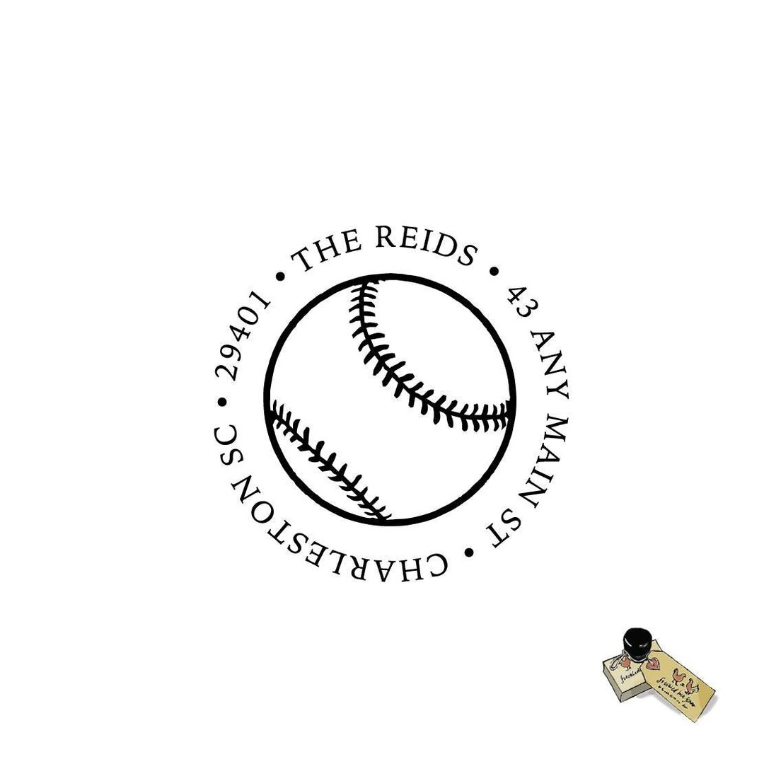 Baseball Sport Stamp, Address Rubber Stamp or Self Inking Stamp, Gift ...