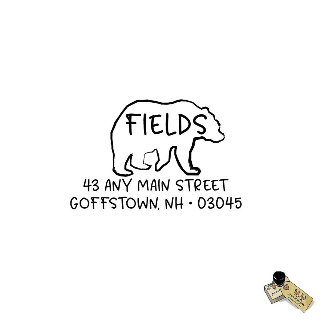Bear Stamp Gift - Return Address Rubber Stamp or Self Inking ...