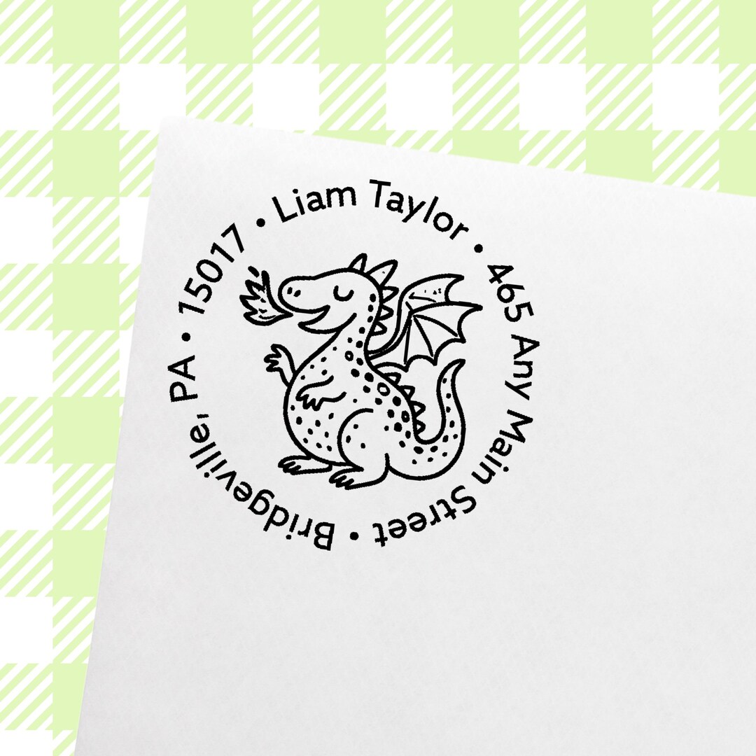 Custom Dragon Address Stamp: Personalized Kids Mail Stamp - Etsy