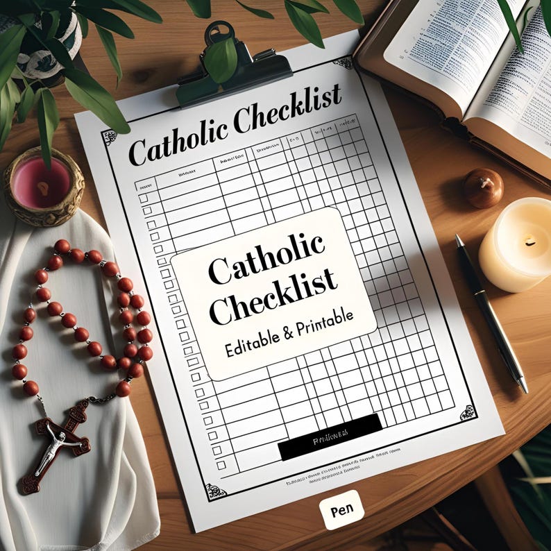 Catholic Checklist | Daily Prayer Planner, Church Attendance Log, Faith ...