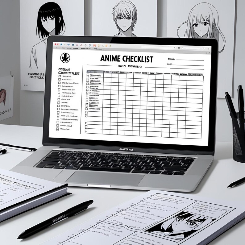 Anime Checklist Template | Manga & Anime Watch List Tracker | Editable ...