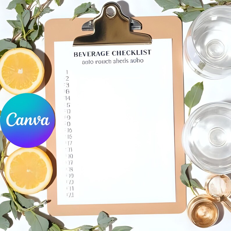Beverage Checklist Template | Drink Menu Planner | Party & Event ...