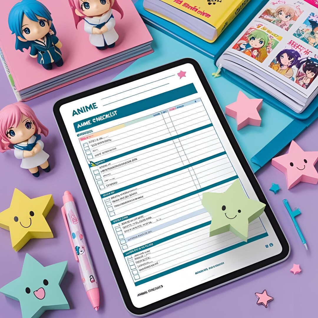Anime Checklist Template | Manga & Anime Watch List Tracker | Editable ...
